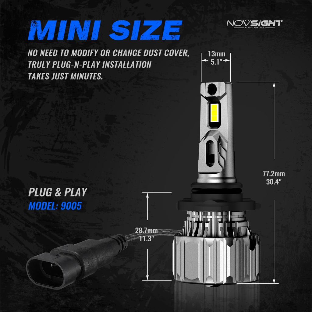 Novsight N50 หลอดไฟตัดหมอก Led 9005 9006 H11 H4 H7 70W 15000LM 6500K สว่างพิเศษสําหรับรถยนต์ ...