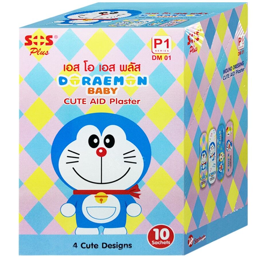 SOS Plus Doraemon Baby P1 เอสโอเอส พลัส (1กล่อง10ซอง) พลาสเตอร์ปิดแผล ...