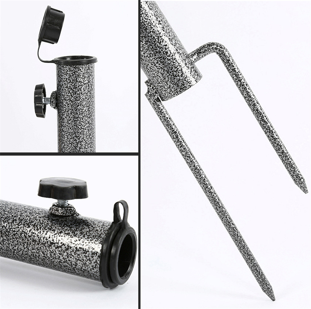 Outdoor Umbrella Stand Rack Iron Adjustable Knob Durable Garden Beach ...