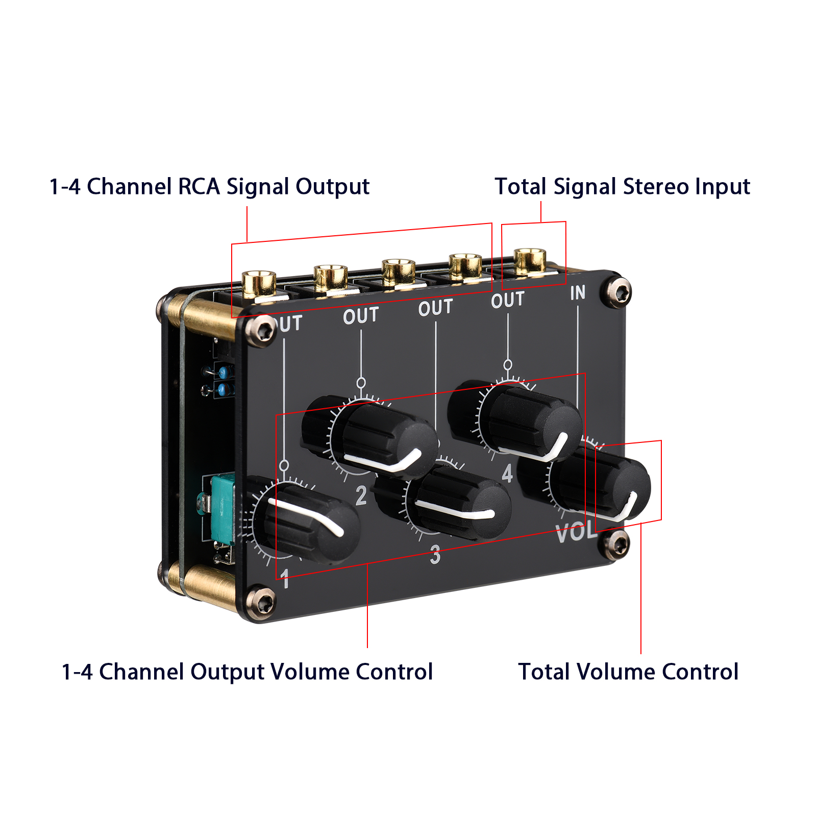 1-In-4-Out Passive Mixer Module มินิสเตอริโอ4-Channel Passive Audio ...