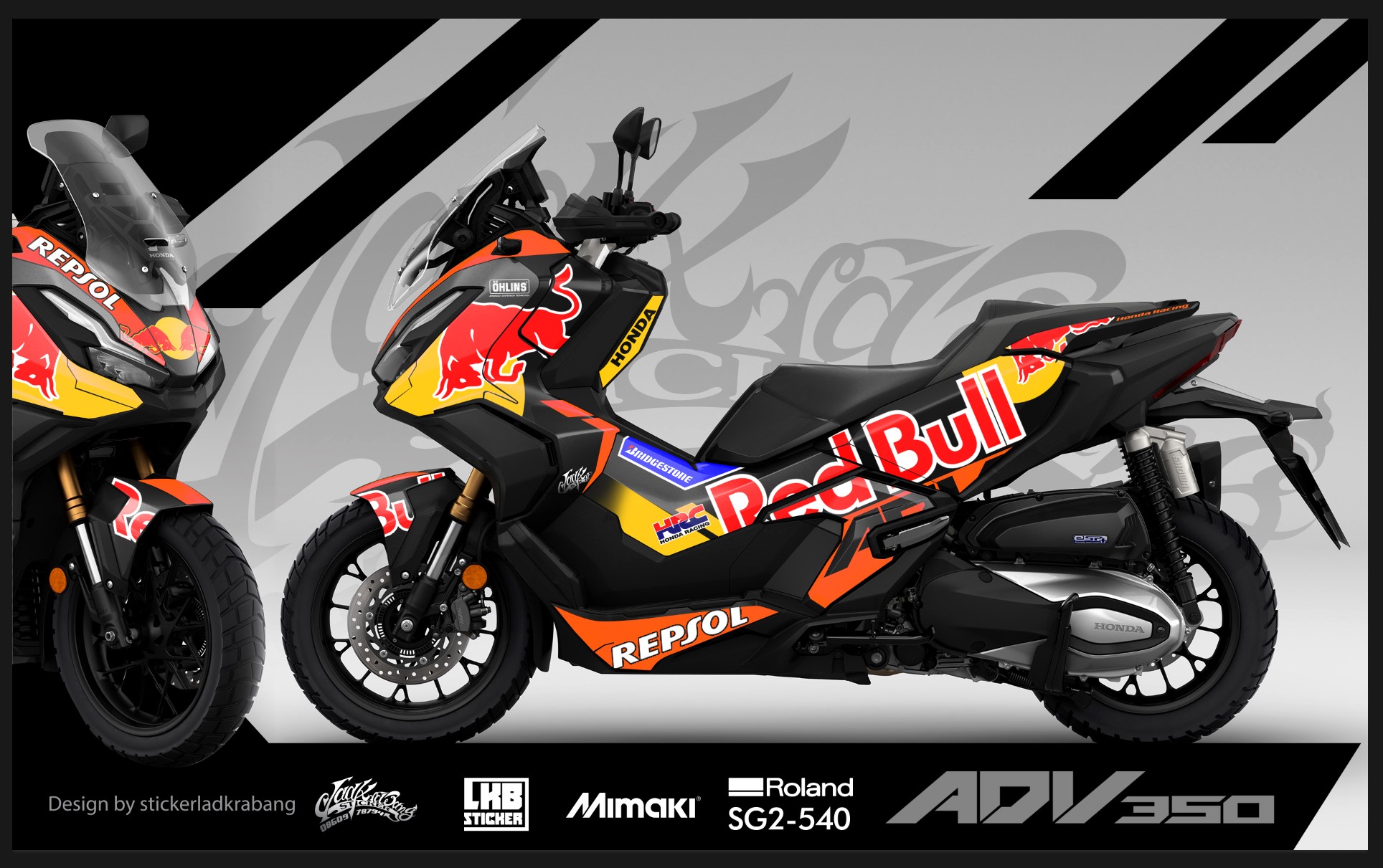 สติ๊กเกอร์แต่งลายรถ Honda ADV 350 2021-2023 ลาย RedBull V.2 | Lazada.co.th