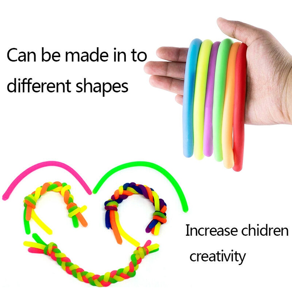 6pcs/lot Fidget Toys Soft Rubber Noodle Elastic Rope Stretch String ...