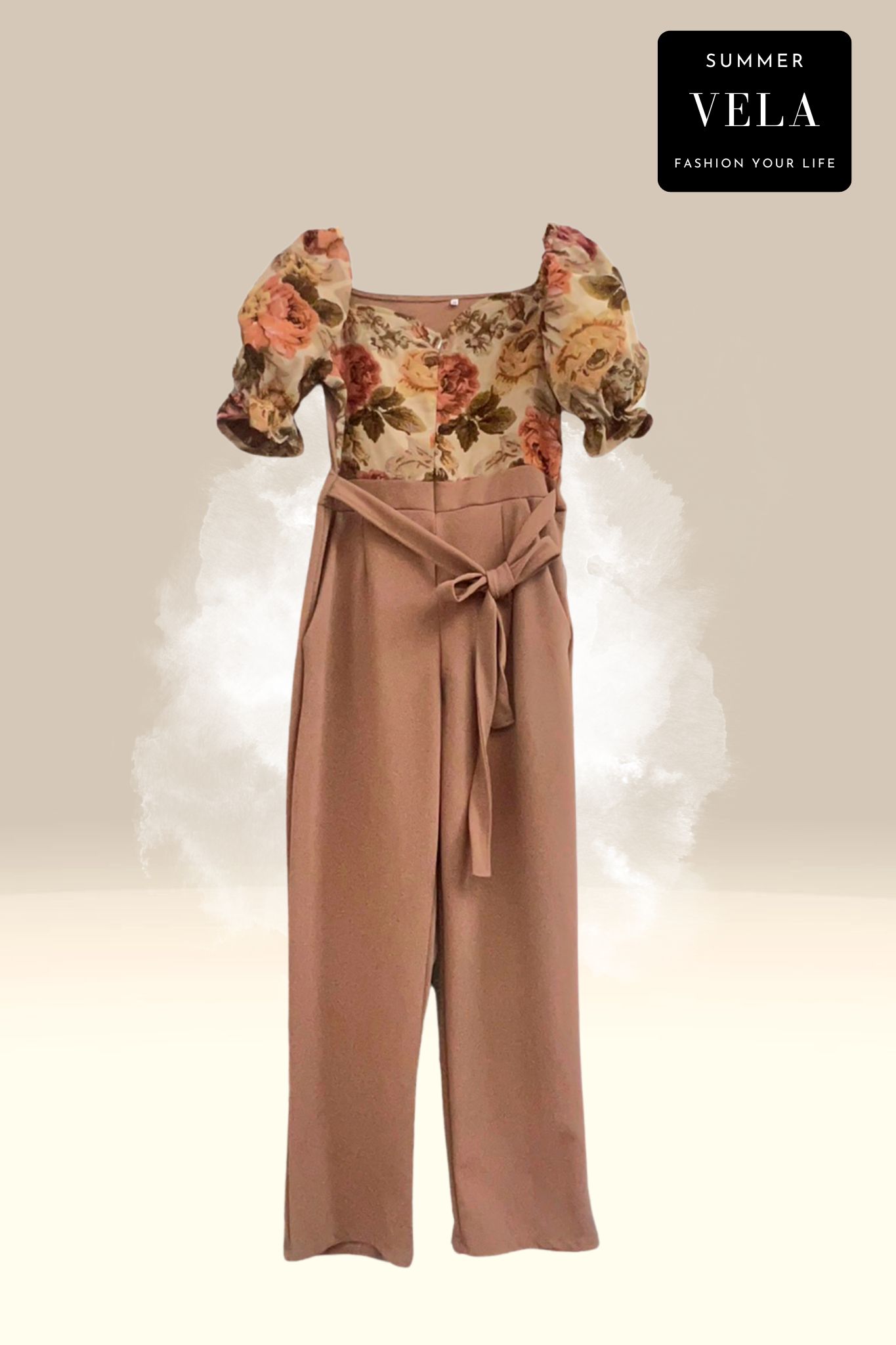 Vela Jumpsuit JL49 จั๊มสูทผู้หญิง จั้มสูทออกงาน ผ้าทอฝรั่งเศษ (M36-38) จั้มสูทขายาว ชุดใส่ไปงาน ...