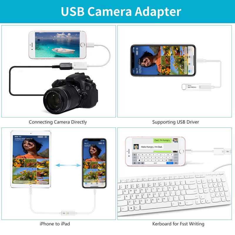 OTG adapter สำหรับ อแดปเตอร์กล้อง Lightning เป็น USB สายแปลง OTG สำหรับ ...