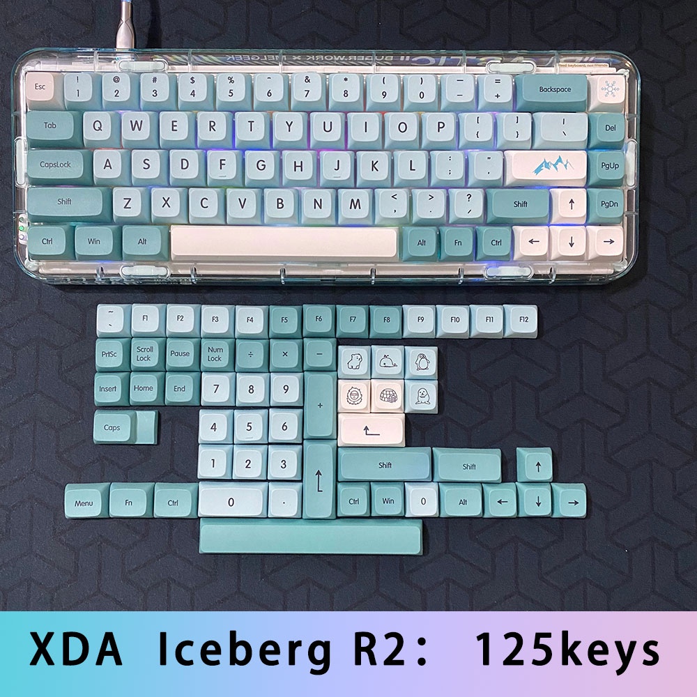 GMK iceberg theme keycaps pbt XDA profile Dye-sub 61 64 71 68 84 98 87 ...