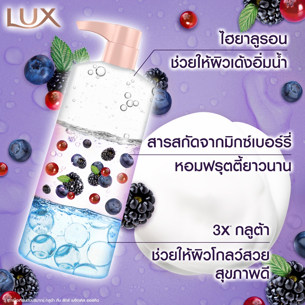 LUX ลักส์ ครีมอาบน้ำ สูตรไฮเดรตติ้งโกลว์(ม่วง) มิกซ์เบอร์รี่ 80 มล - kaceebest - ThaiPick