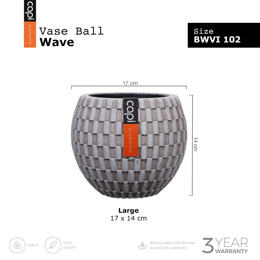 Vase Ball Wave (Size D 17 x H 14 cm) - กระถางต้นไม้ Modern แบรนด์ Capi ...
