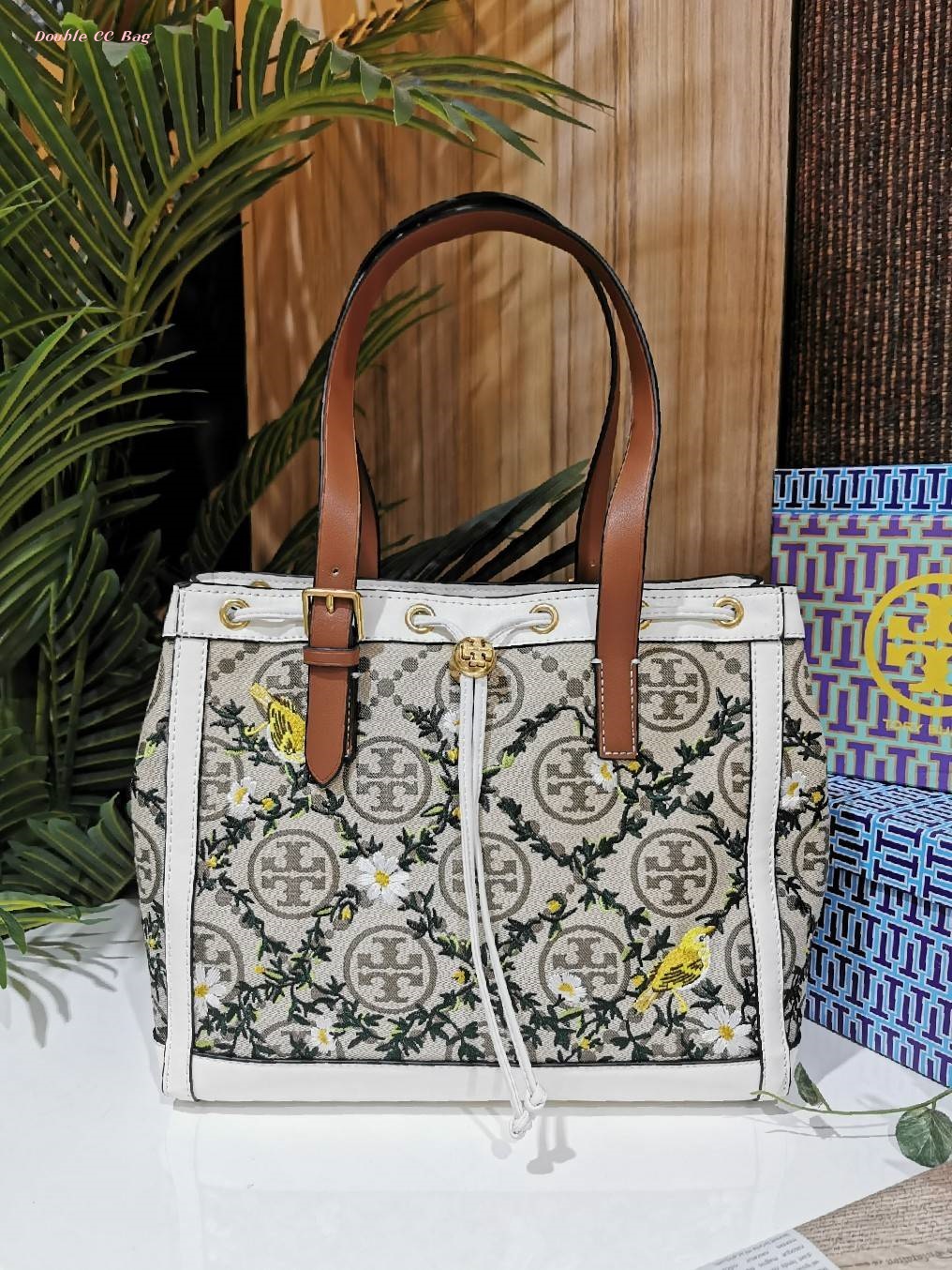 (แท้ ????%‼) ️NEW IN ️TORY BURCH FACTORY MONOGRAM JACQUARD TOTE BAG ...