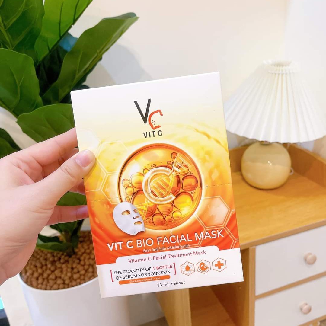 1 กล่อง 6 แผ่น-ชีทมาส์กวิตซีเกาหลี RATCHA VIT C BIO FACIAL MASK รัชชาว ...