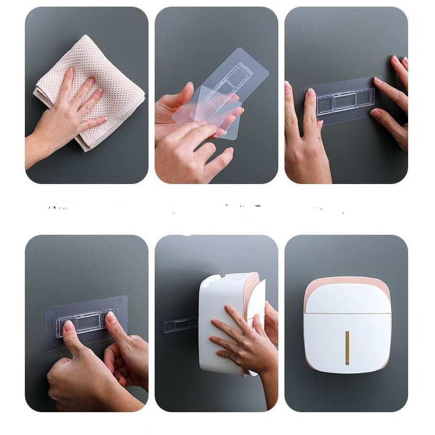 #C050 กล่องใส่ทิชชู่ พร้อมที่วางของ กล่องเก็บของในห้องน้ำ แบบติดผนัง ...