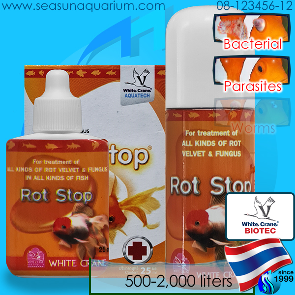 White Crane Rot Stop 25ml 100ml ตัวเปื่อย เป็นขุย แบคทีเรีย whitecrane rotstop - สีสันอควอเรียม ...