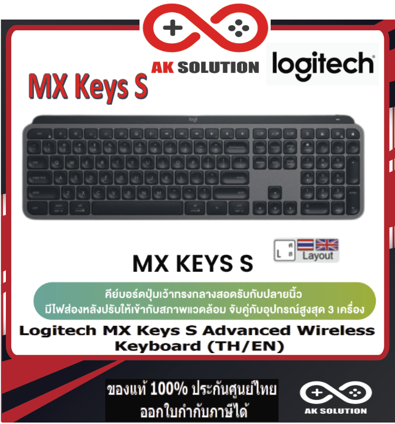 Logitech MX Keys S Advanced Illuminated Wireless Keyboard For Window ...