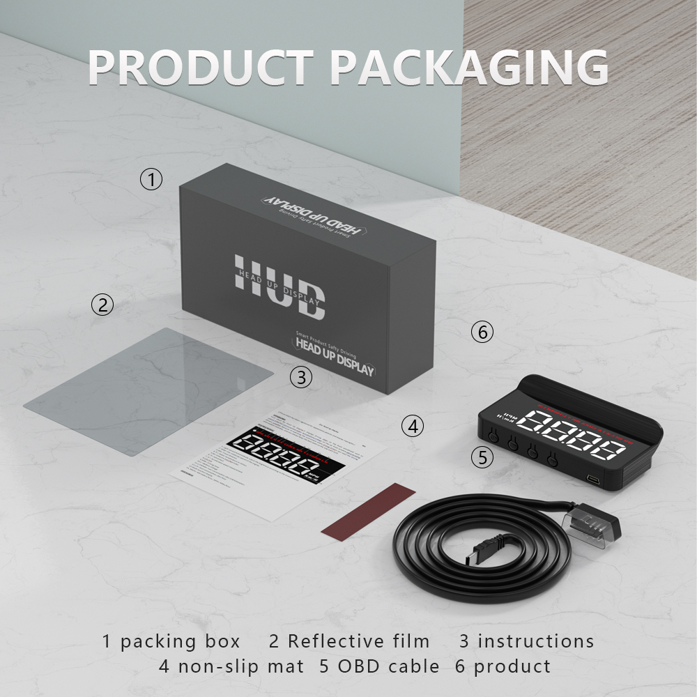 PUYE M1 HUD Head Up Display คอมพิวเตอร์ออนบอร์ด OBD2 โปรเจ็กเตอร์กระจกหน้า เครื่องวัดความเร็ว อ ...