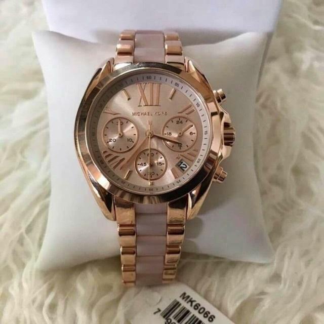 Michael Kors Parker Rose Dial Rose Gold SS Chrono Quartz Ladies Watch ...