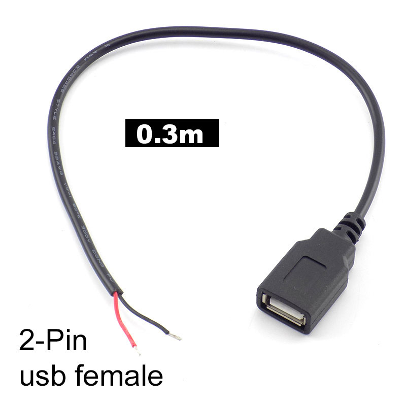 2-pin 4-pin wire Line Micro USB diy 2.0 Male to Female Type-C c Charger ...