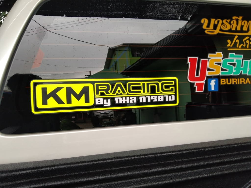 สติ๊กเกอร์ KM Racing สะท้อนแสง 3M กมลการยาง km racing 9x38เซน - NOOM ...