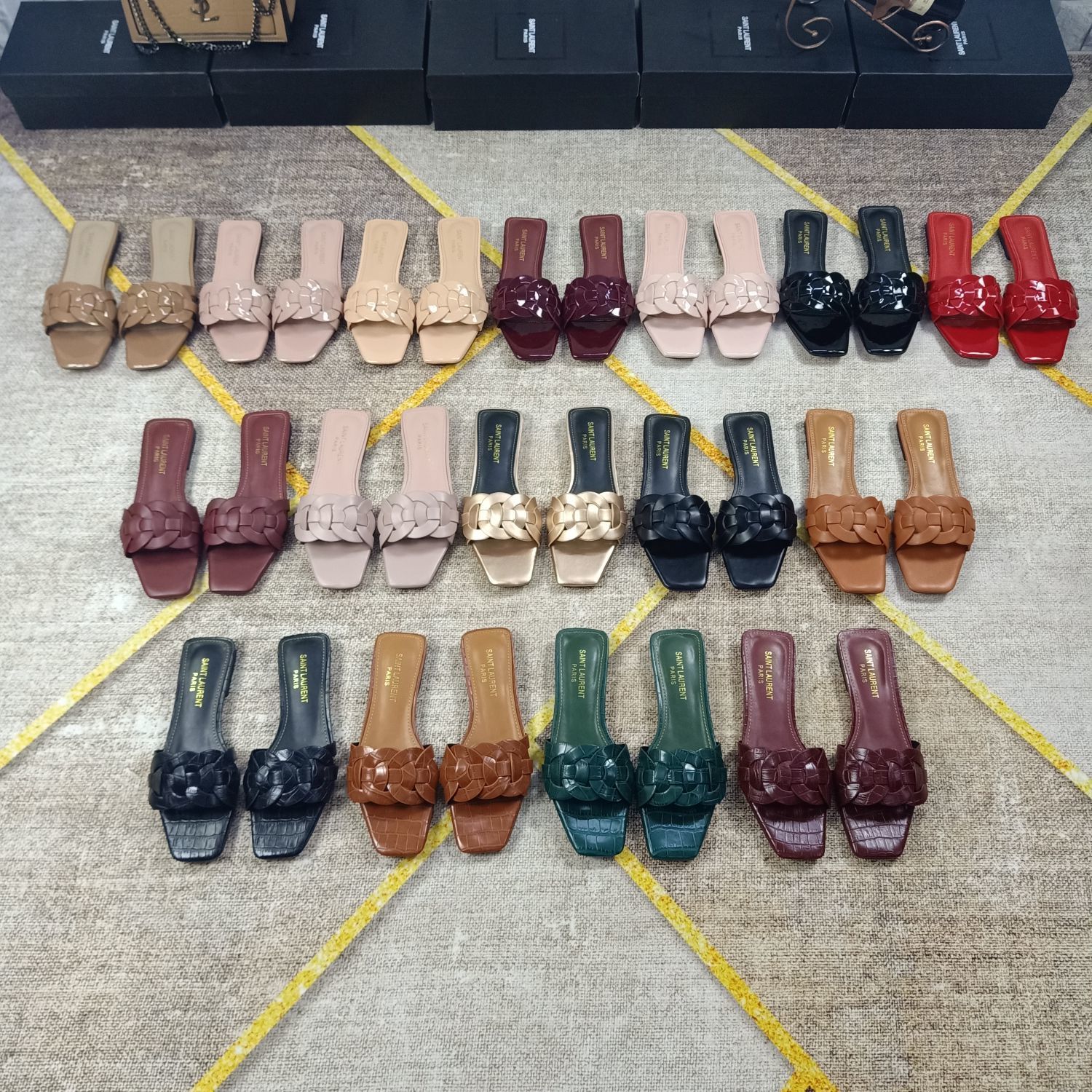 【ready stock】New Y~S~ flat woven one-word slippers women wear fashion ...