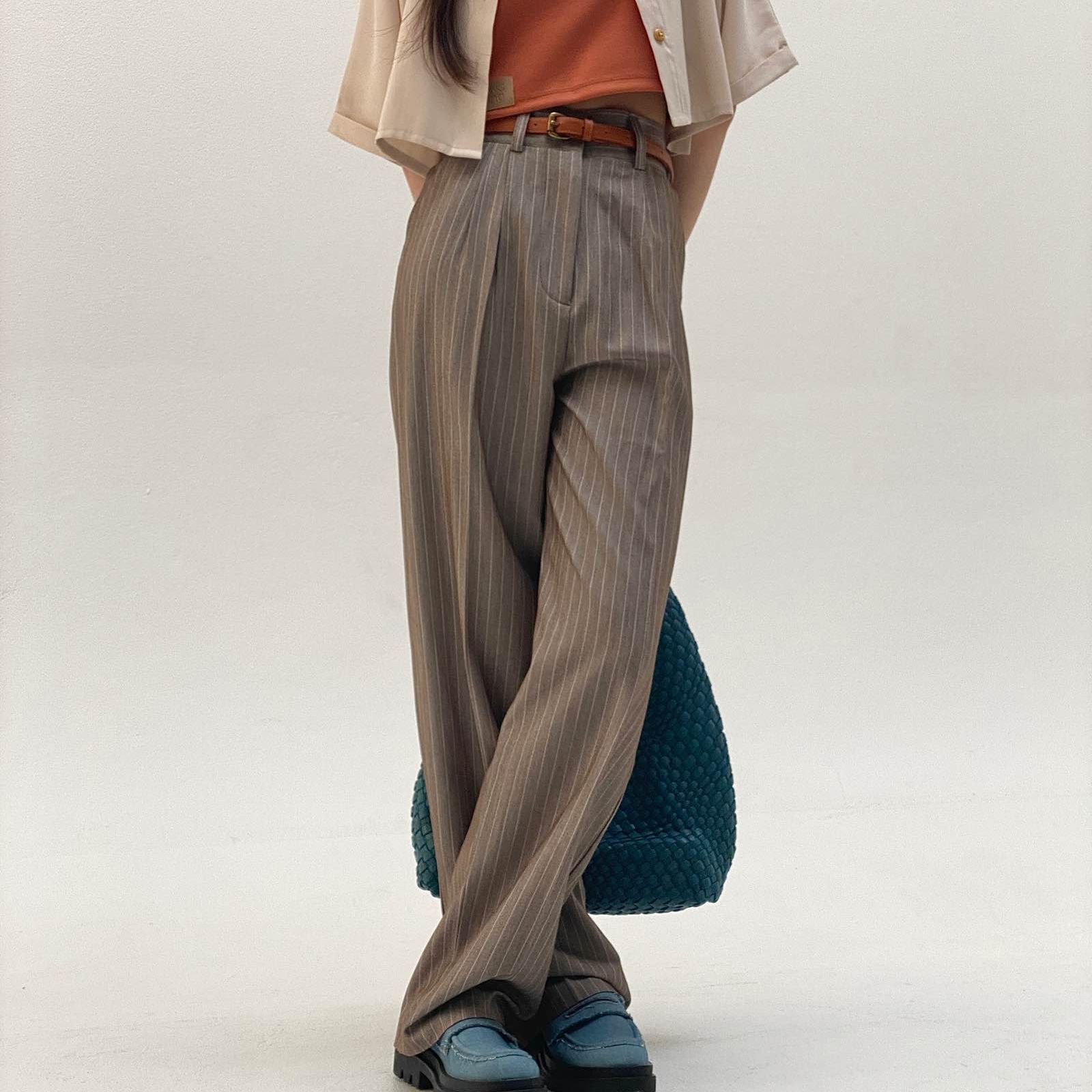 5pm.sun pablo pants กางเกงทรง loose straight ลายทาง ผ้ายับยาก -) - 5pm ...