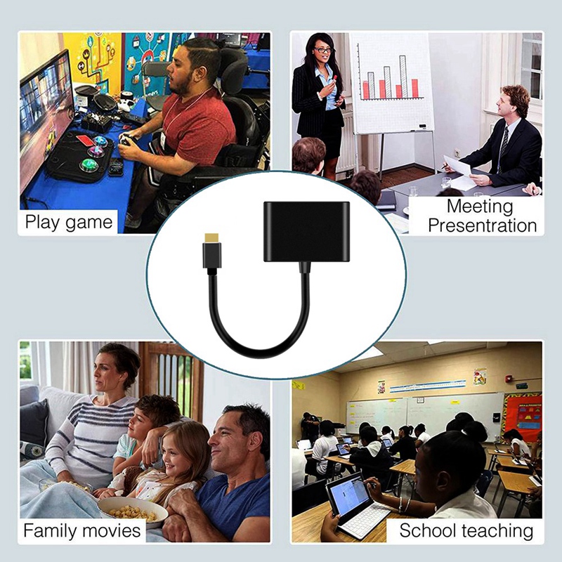 2-In-1 HDMI to HDMI VGA Adapter Converter Splitter in HDMI&VGA Out ...