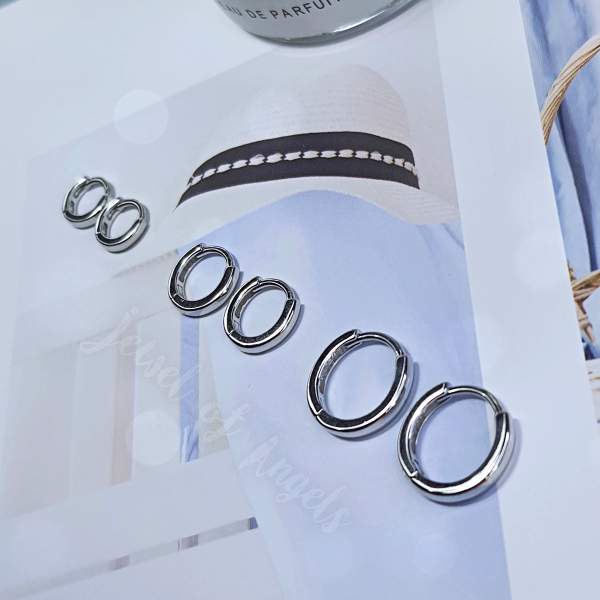 พร้อมส่ง ต่างหูก้านเงินS925 ต่างหูห่วงเบสิคหนา ขอบเหลี่ยม รุ่นห่วงเล็ก 8mm 10mm 12mm สีเงิน ...