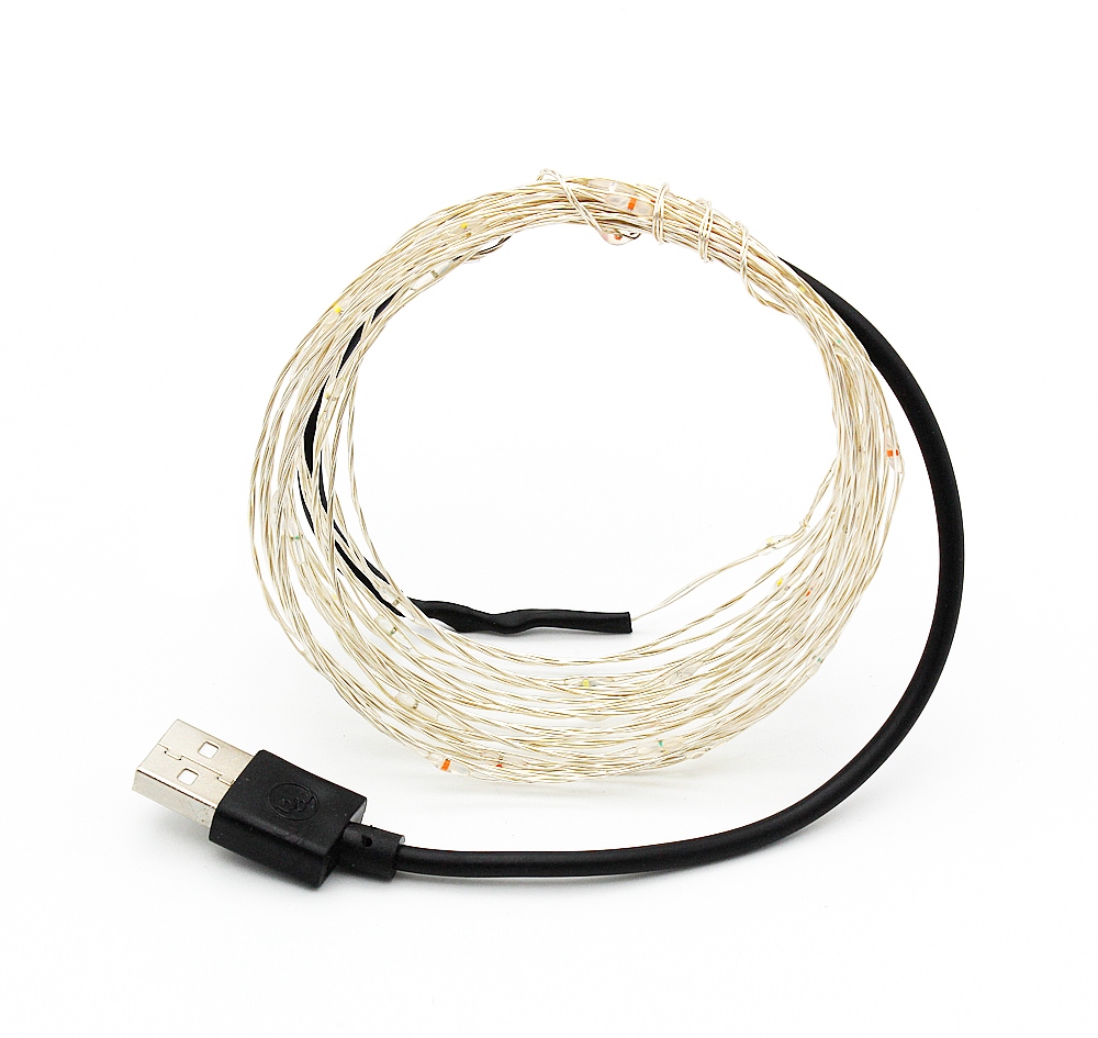 10M USB LED String Light Waterproof LED Silver Copper Wire Festoon ...