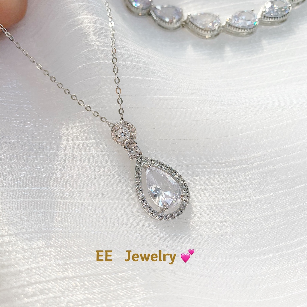 EE Jewelry การชุบ18Kแพลทินัมสร้อยคอหยดน้ำRhinestoneสร้อยคอที่สง่างาม ...