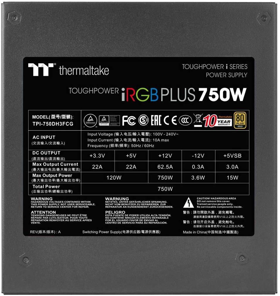 POWER SUPPLY (อุปกรณ์จ่ายไฟ) THERMALTAKE Toughpower IRGB PLUS 750W Gold ...