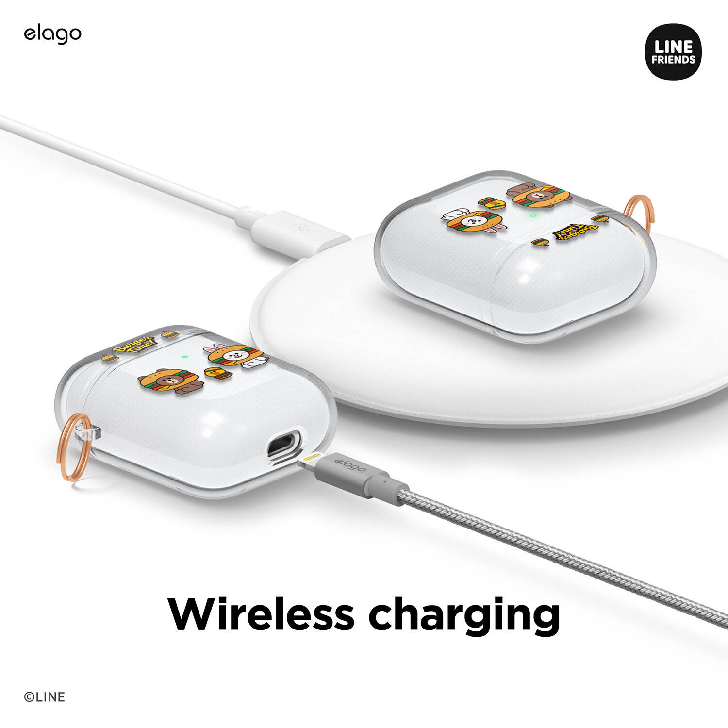 elago l LINE FRIENDS Burger Time AirPods Gen 1 2 Case เคส (elago X LINE ...