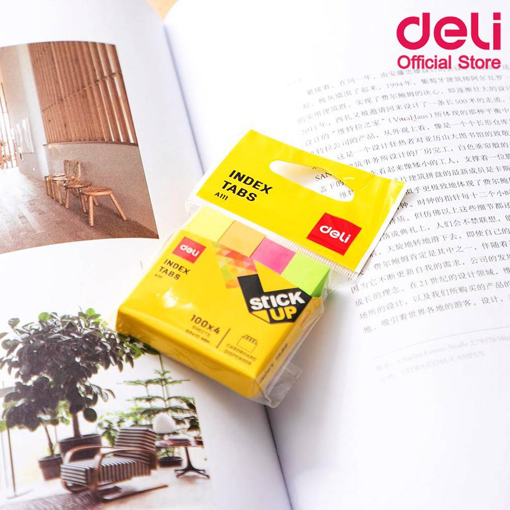 Deli A111 Sticky Note กระดาษโน๊ต 50x12mm สีสันสดใส สีสะท้อนแสง มองเห็น ...