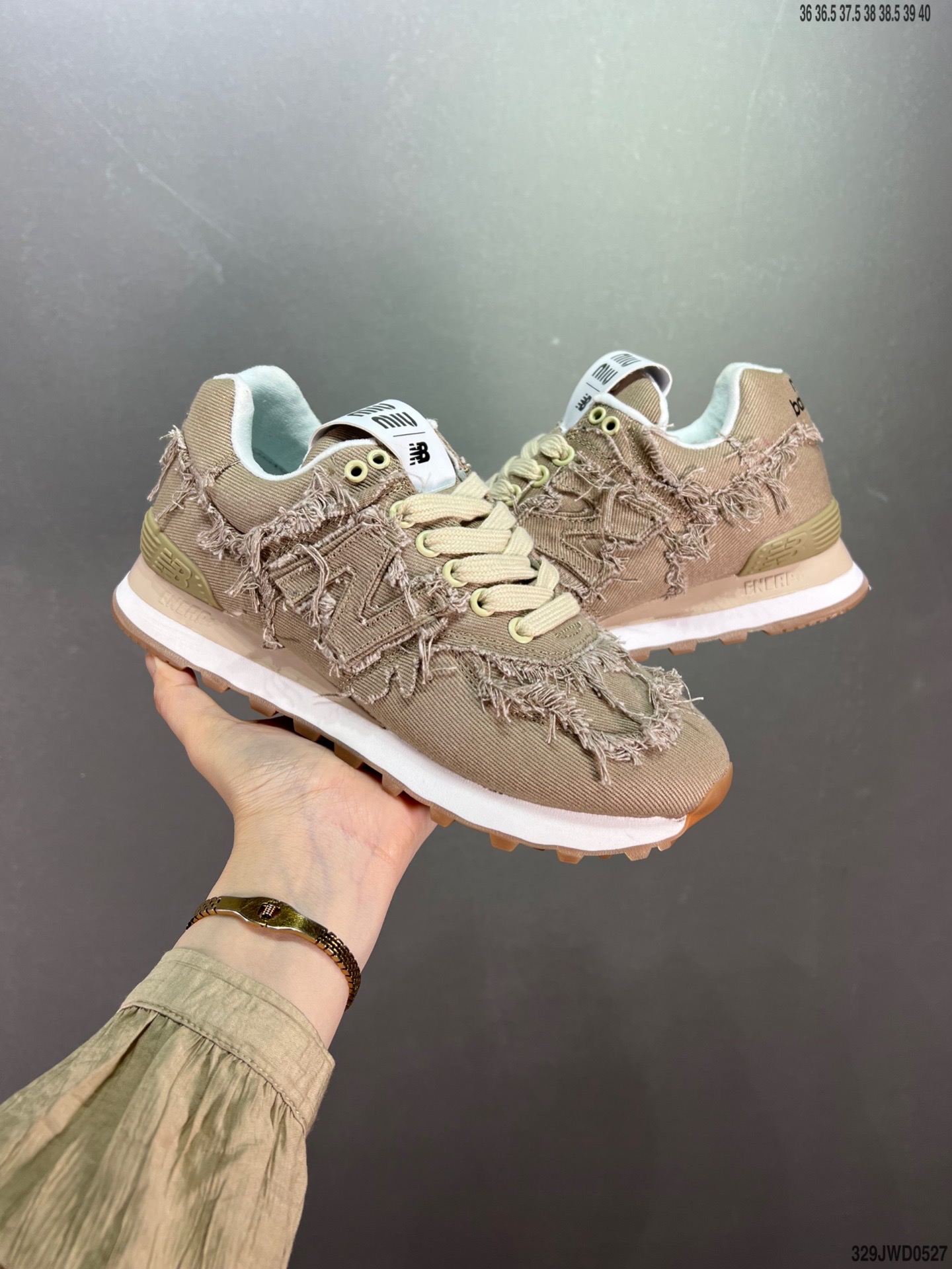 Miu Miu x574 Joint Retro Running Shoes Female Denim Cool and Beautiful ...