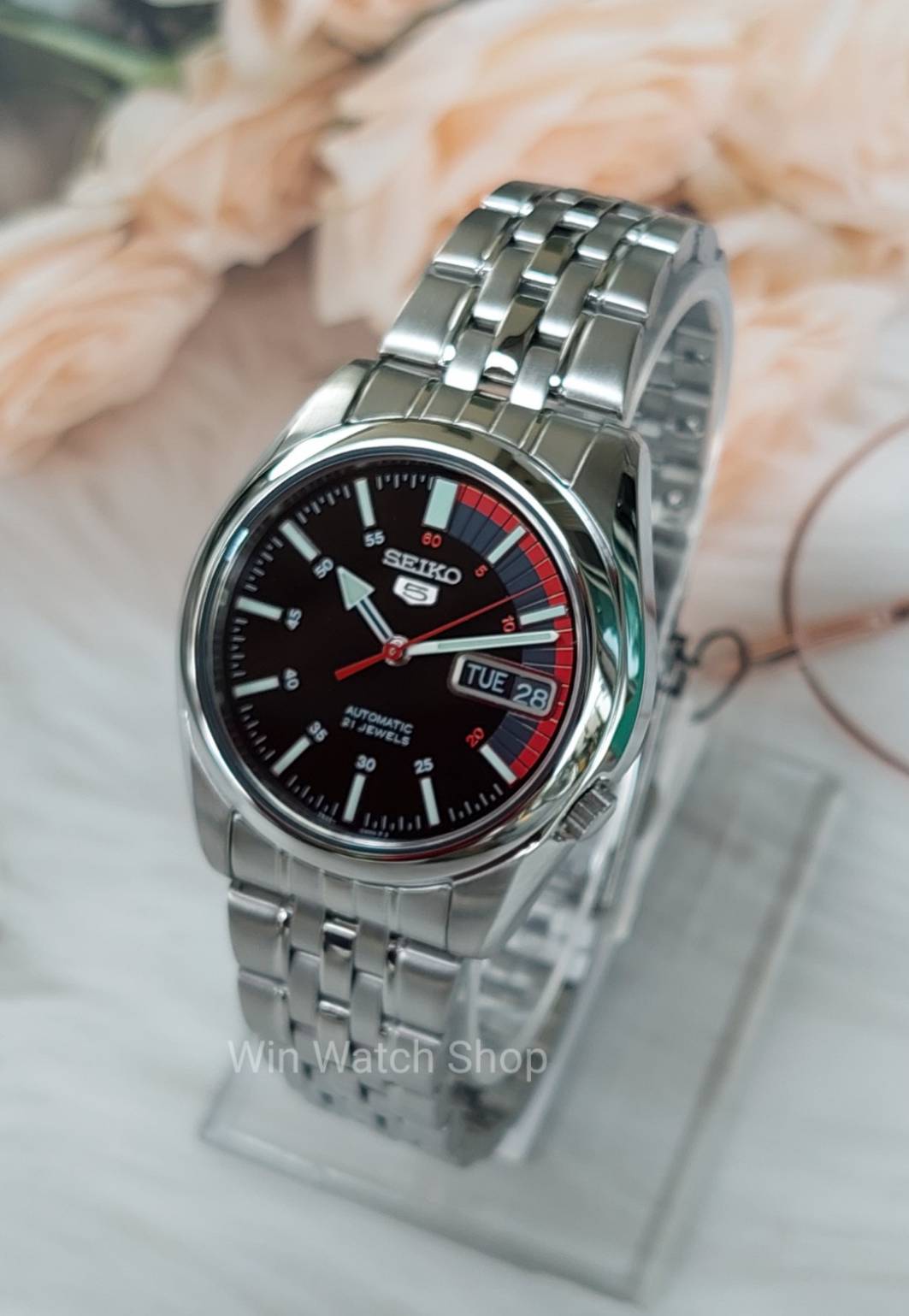 SEIKO 5 Automatic รุ่น SNK375K1 นาฬิกาข้อมือผู้ชาย สายแสตนเลส หน้าปัดสี ...
