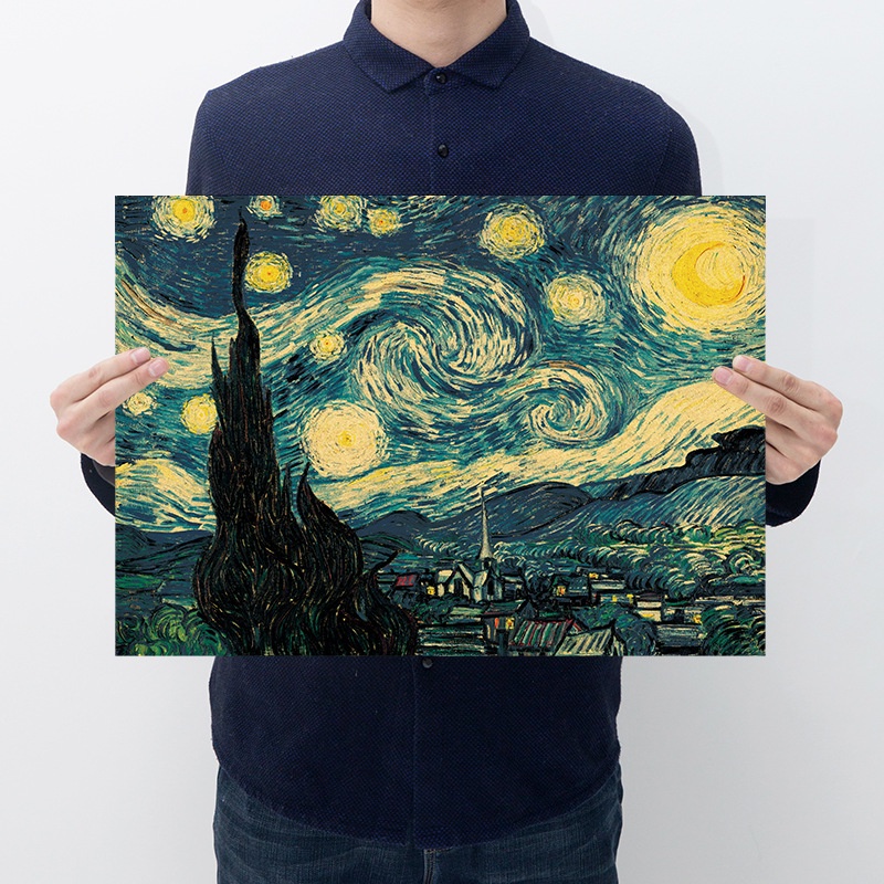【F062】 The New Van Gogh Starry Sky Poster Vintage Character Kraft Paper ...