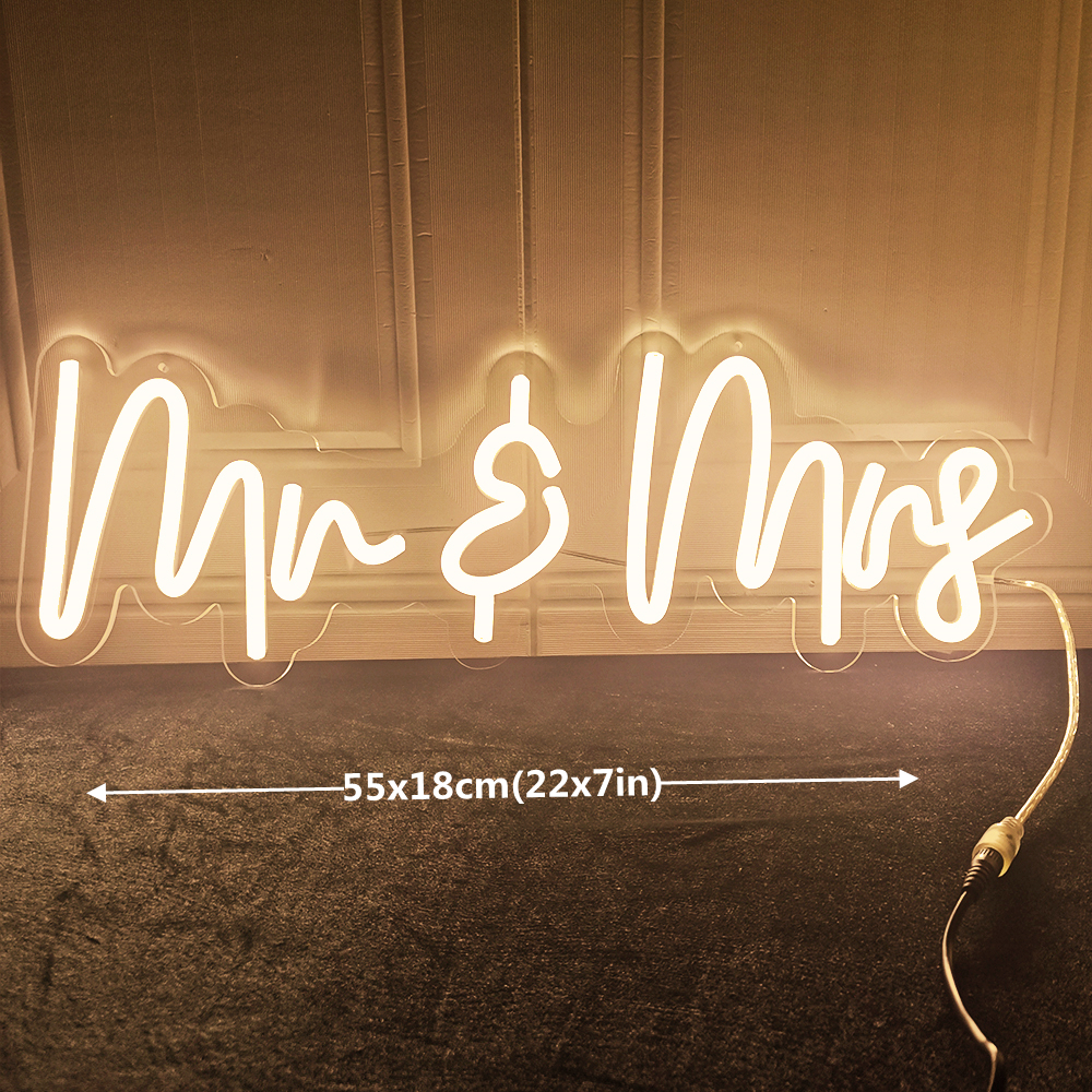 Mr Mrs LED Neon Light Sign Dimmable งานแต่งงาน Luminous Sign พร้อมฐานอะ ...