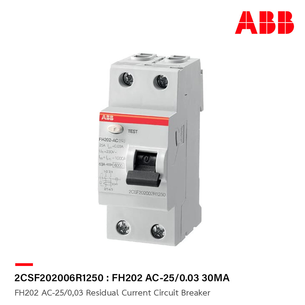 ABB : FH202 AC-25/0,03 : 2CSF202006R1250 Residual Current Circuit ...