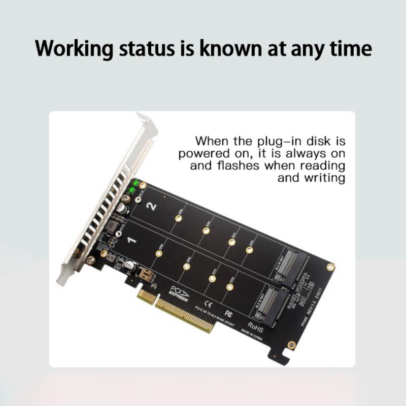 PCI-EX8 Dual-Disk NVME M.2 MKEY SSD RAID Array Expansion Adapter Motherboard PCI-E Split Card ...