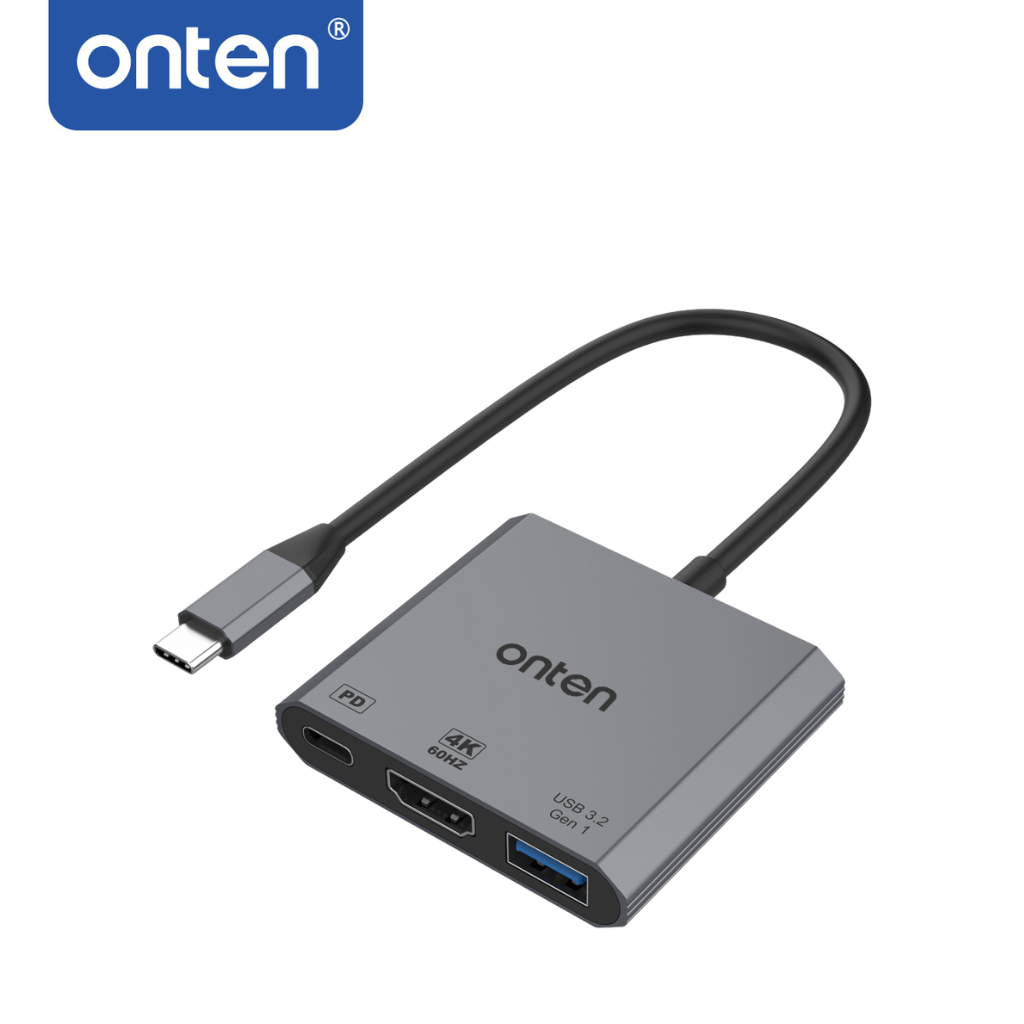 ONTEN OTN-UC301 3 in 1 USB-C to HDMI+USB3.2 Gen1+PD3.0 Adapter, 4K60Hz ...