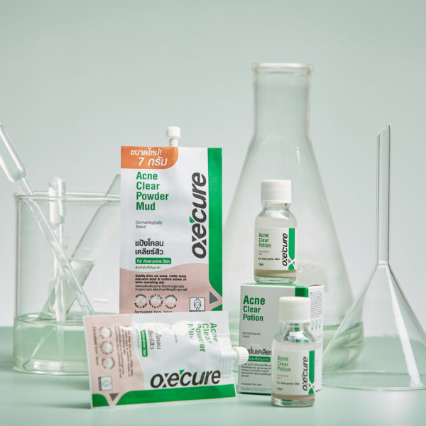 Oxe Cure Acne Clear Powder Mud แป้งโคลนชมพูลดสิว พอกหน้า 7 กรัม [1 ซอง ...