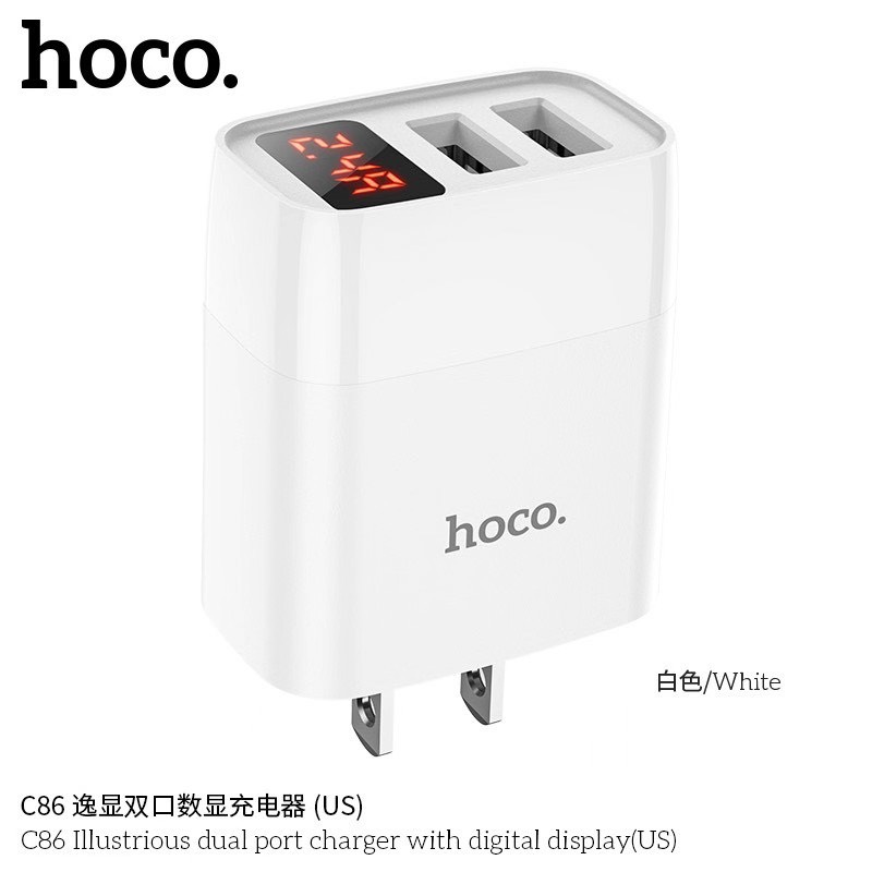 Hoco C86 ชุดปลั๊กพร้อมสายชาร์จ 2.4A Max หัวชาร์จ 2 USB ชาร์จเร็วมาก มี ...