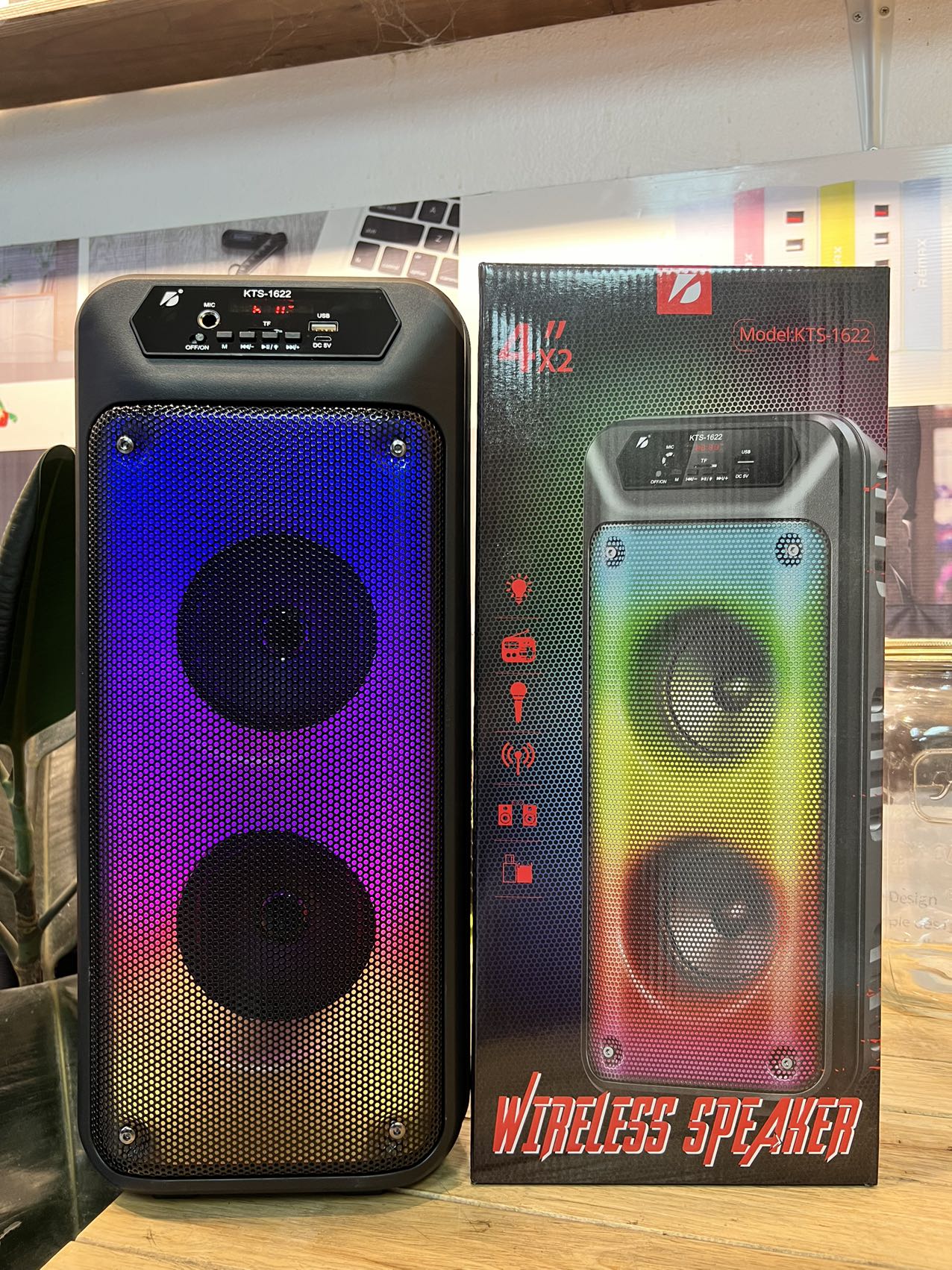 ลำโพงบูลทูธ รุ่น KTS-1622 ดอก4*2นิ้ว ปรับ-ปิดไฟได้ เสียบไมค์ได้ ถ่ายจากสินค้าจริง | Lazada.co.th