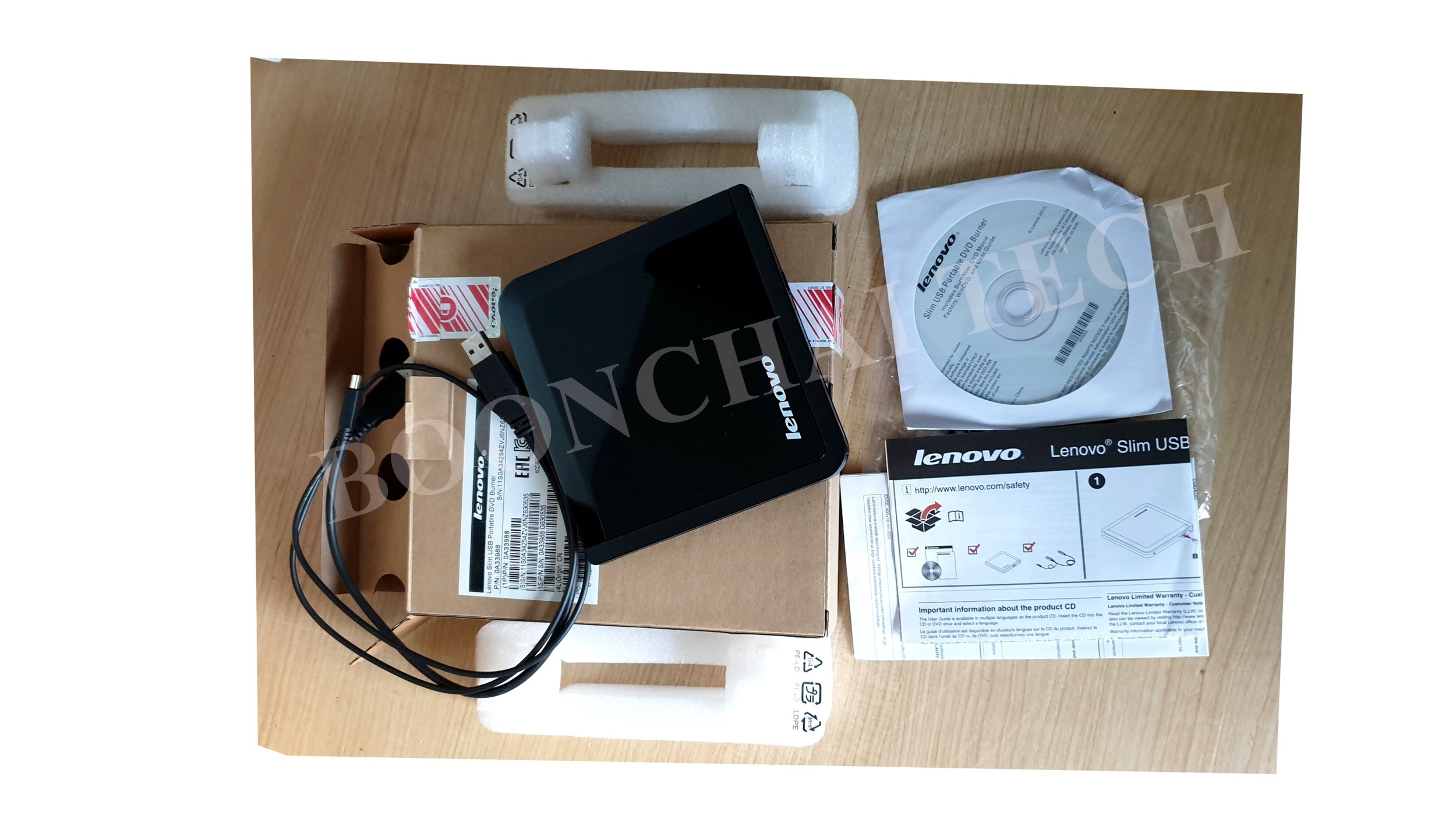 เครื่องอ่านดีวีดีแบบบางพกพาสะดวก Lenovo Slim USB Portable DVD Burner ...