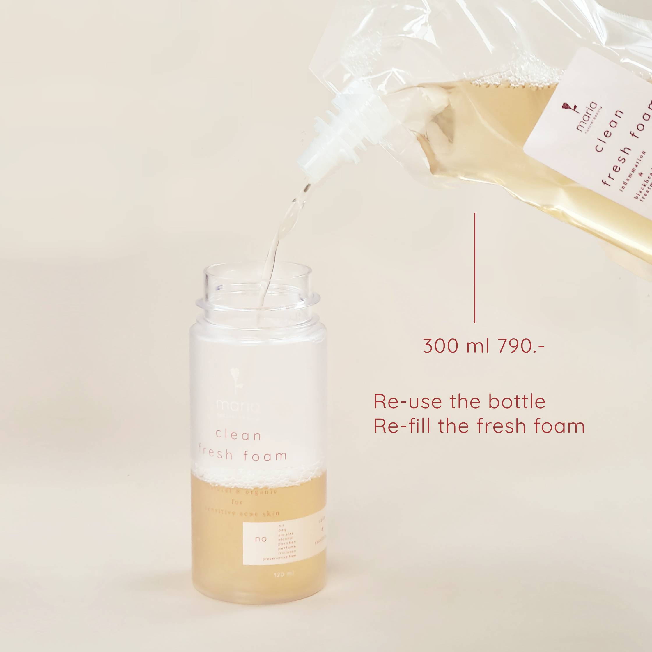 Maria Natural Beauty Refill โฟมล้างหน้าจากธรรมชาติปราศจากน้ำมัน Maria ...