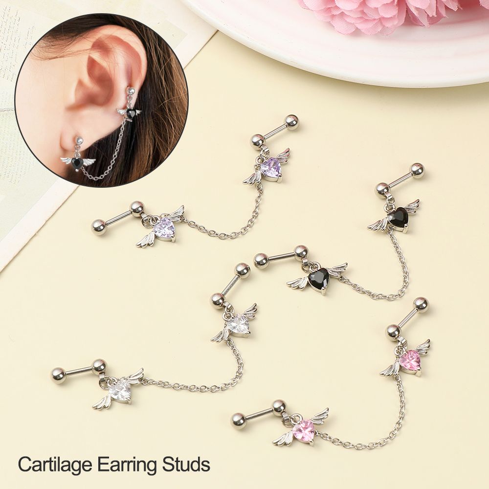 1 Set angel heart star shape Chain Cartilage Earrings Tragus Helix Lobe ...