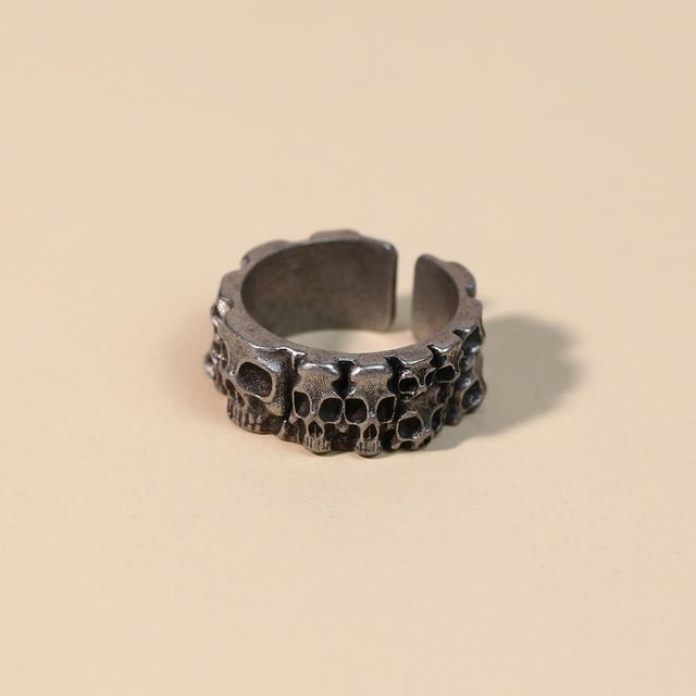 Vintage Hell Demon Skull Male Ring Metallic Black Hip Hop Rock Party ...