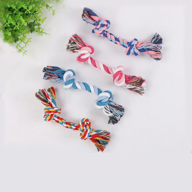 Pet Dog Durable Rope Bite Toys Dog Rope Chewing Bite Knotted Toy Cotton ...