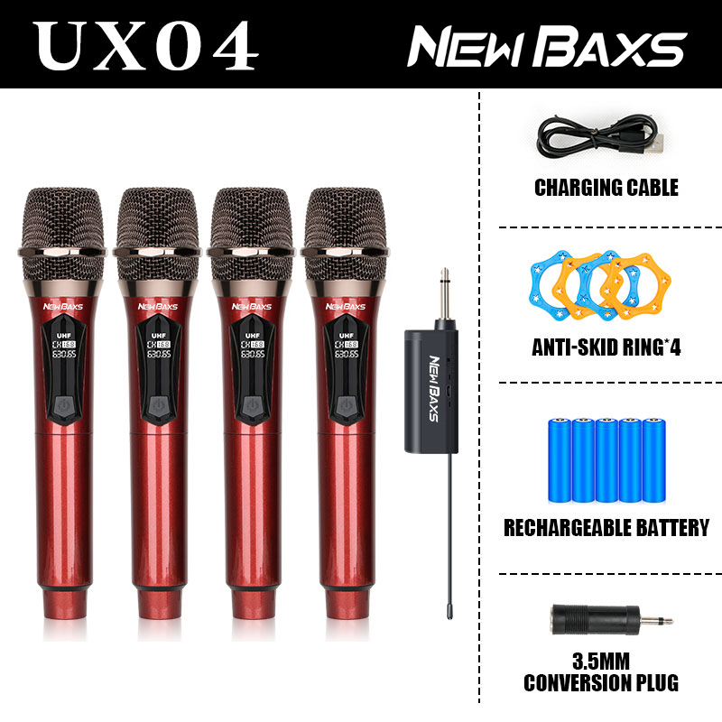 NewBaxs UX01/UX02/UX04 ไมโครโฟนไร้สาย 2 ไมโครโฟนแบบใช้มือถือ 50M ระยะทางรับ UHF FM Cyclic ชาร์จ ...