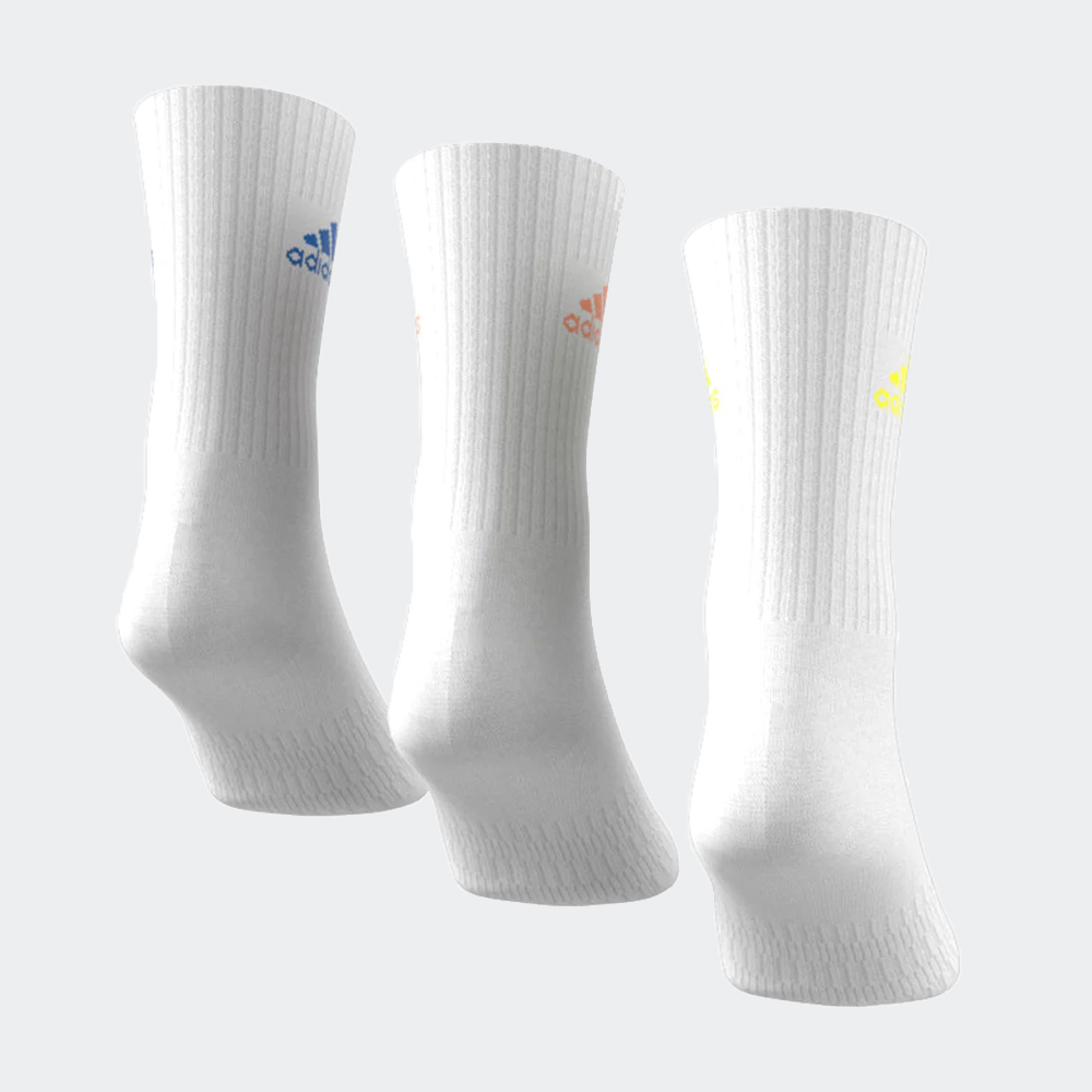 Adidas ถุงเท้า Cushioned Crew Socks 3 Pairs | White/Beam Yellow ...