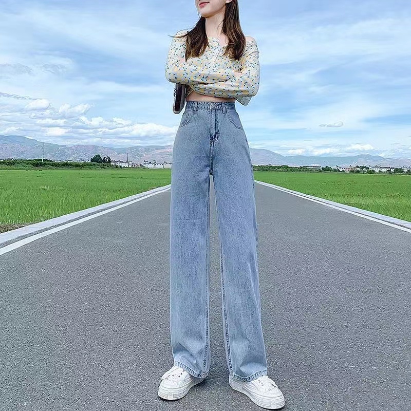 CYGYกางเกงยีนส์ สไตล์เกาหลี ทรงขากระบอกขาไม่บาน สียีนส์อ่อนยีนส์เข้ม ...