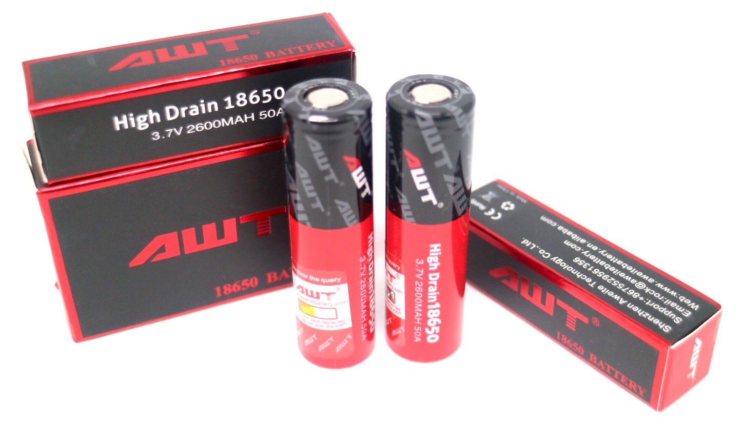 AWT ถ่านชาร์จ 18650 สีดำแดง 3.7V 2600 mAh 2 ก้อน ของแท้ โค้ดเช็คได้ แถม ...