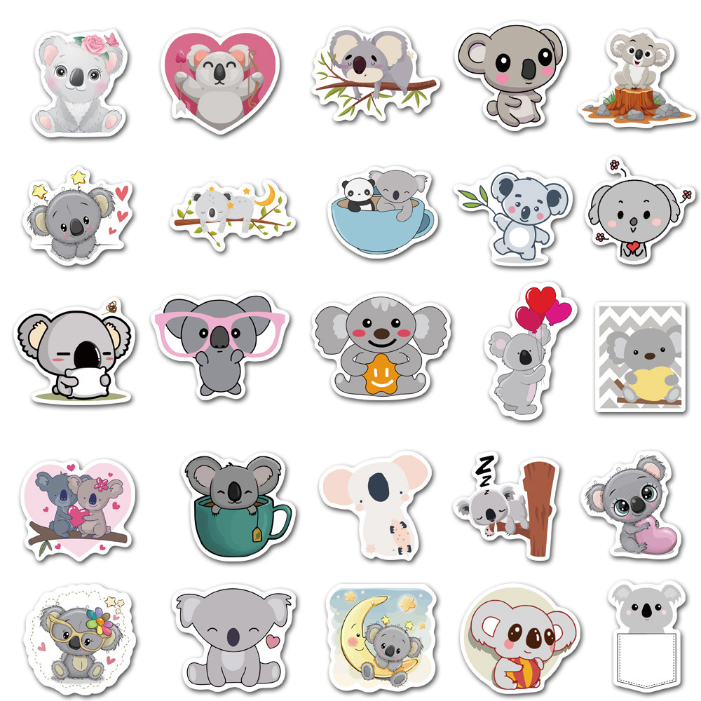 50 pcsset Kawaii Koala Bear PVC Waterproof Stickers Scrapbooking Diy ...