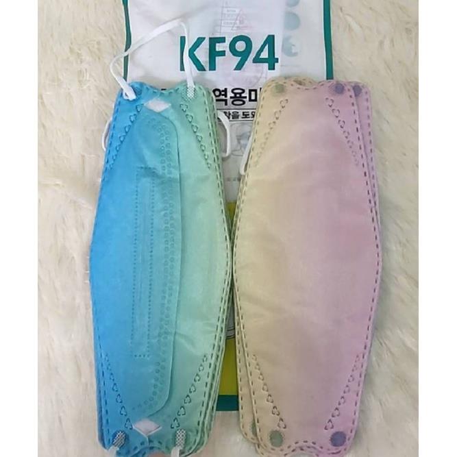 ♠♞ KF94 Mask / KN95 Maskสีรุ้งพลาสเทลผู้ใหญ่ หน้ากากอนามัยทรงเกาหลี 4D 1 แพ็ค10 ชิ้น - Khayanf ...